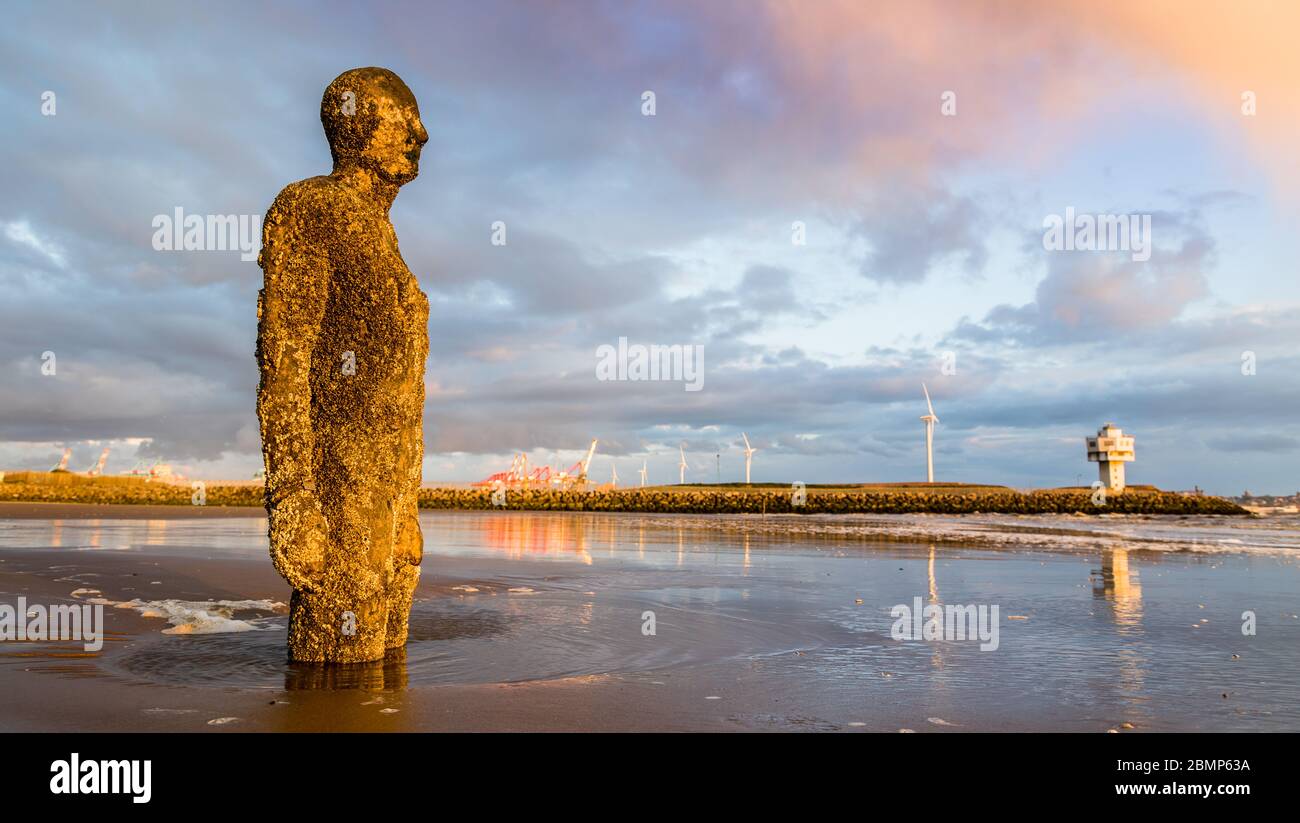 Iron Man seen on the beach at Crosby near Liverpool in May 2020 Stock ...
