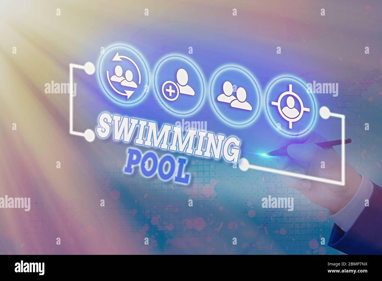 Writing note showing Swimming Pool. Business concept for Structure ...