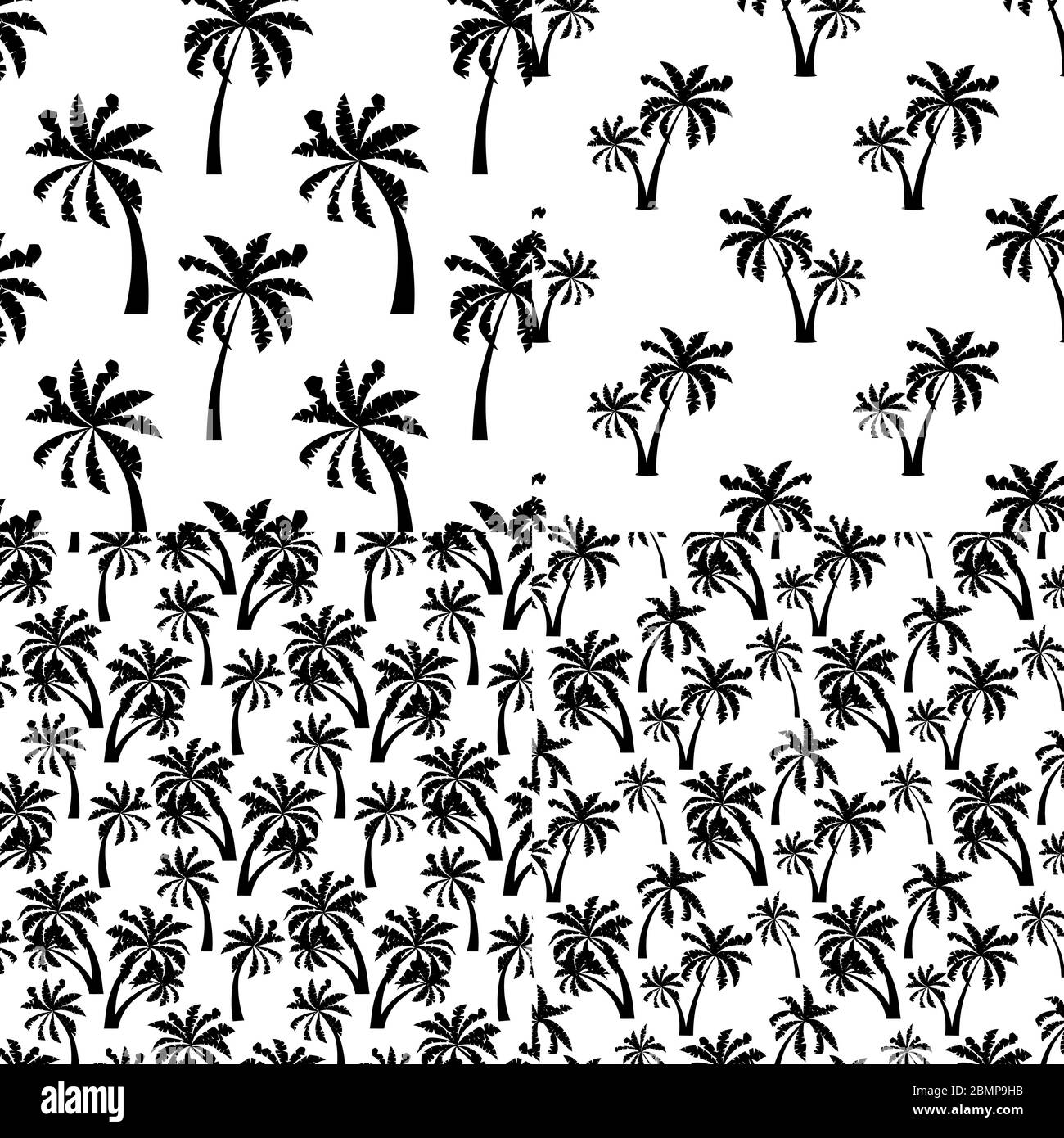 Black palm trees silhouette seamless pattern isolated on white ...