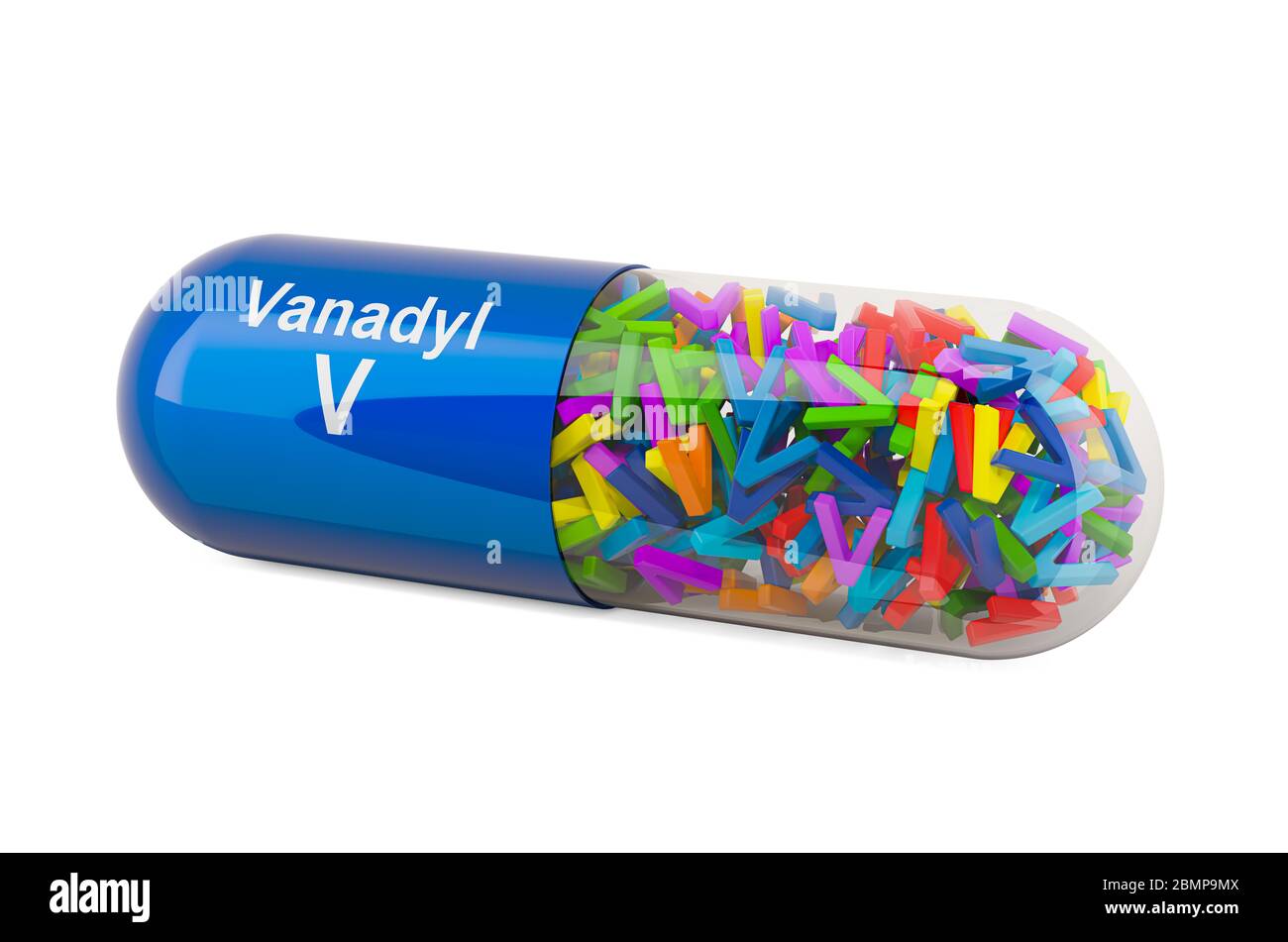 Vanadyl V, dietary supplement. 3D rendering isolated on white ...