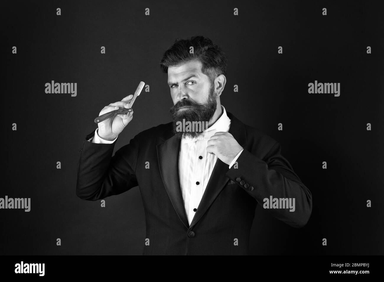 Moustache season. Businessman wear long beard and moustache. Bearded ...