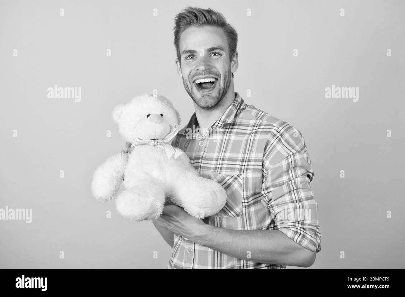 Yellow plush toy Black and White Stock Photos & Images - Alamy