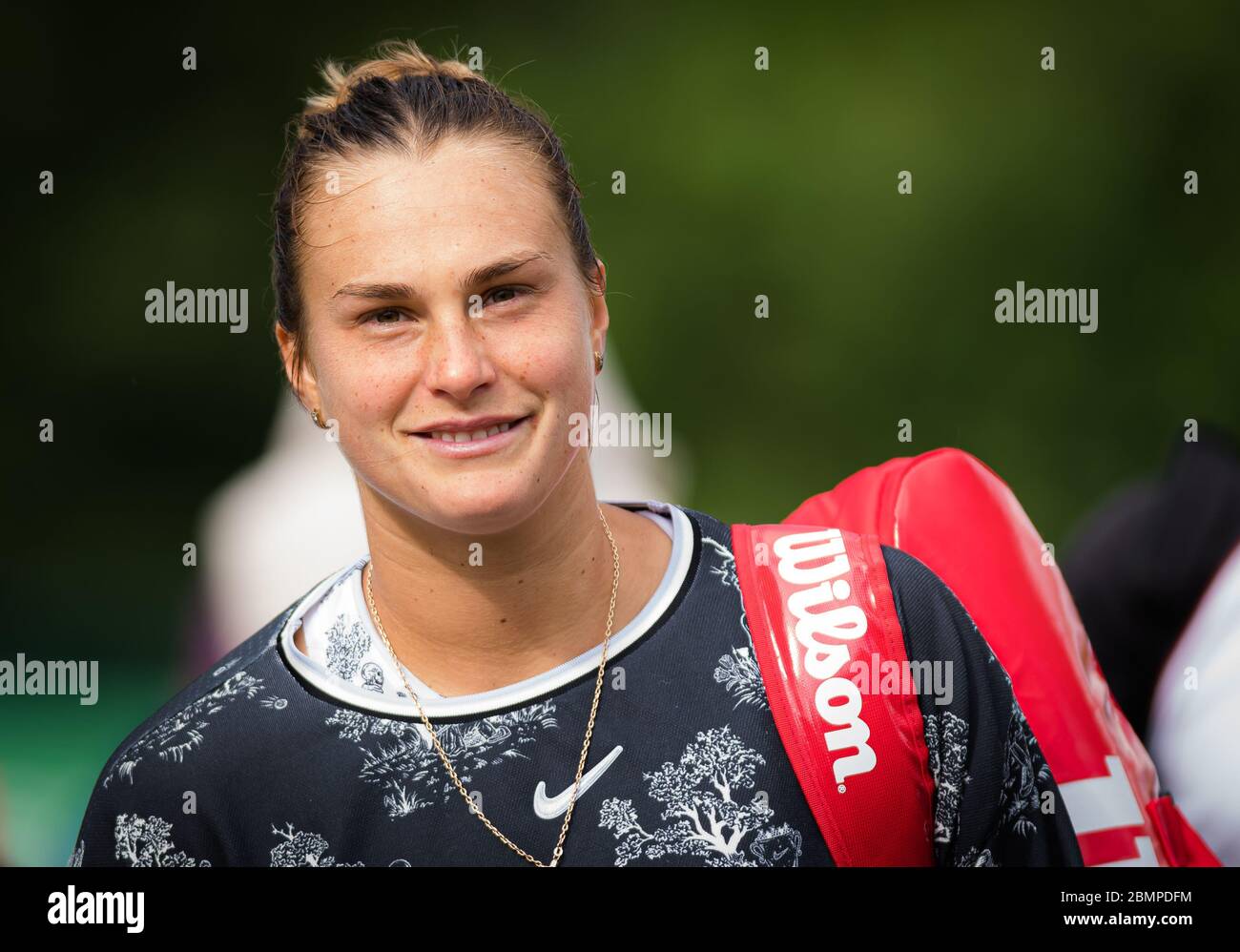 Arena Sabalenka of Belarus after practice at the 2019 Nature Valley ...