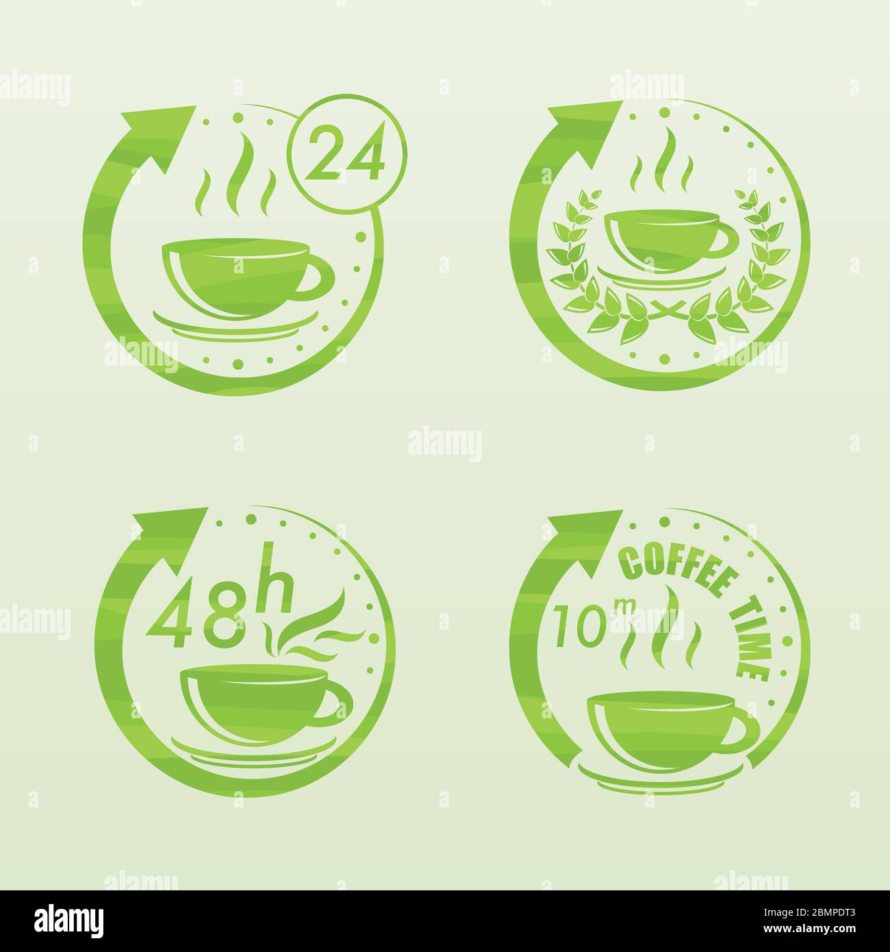 Green tea time symbols set Stock Vector Image & Art - Alamy