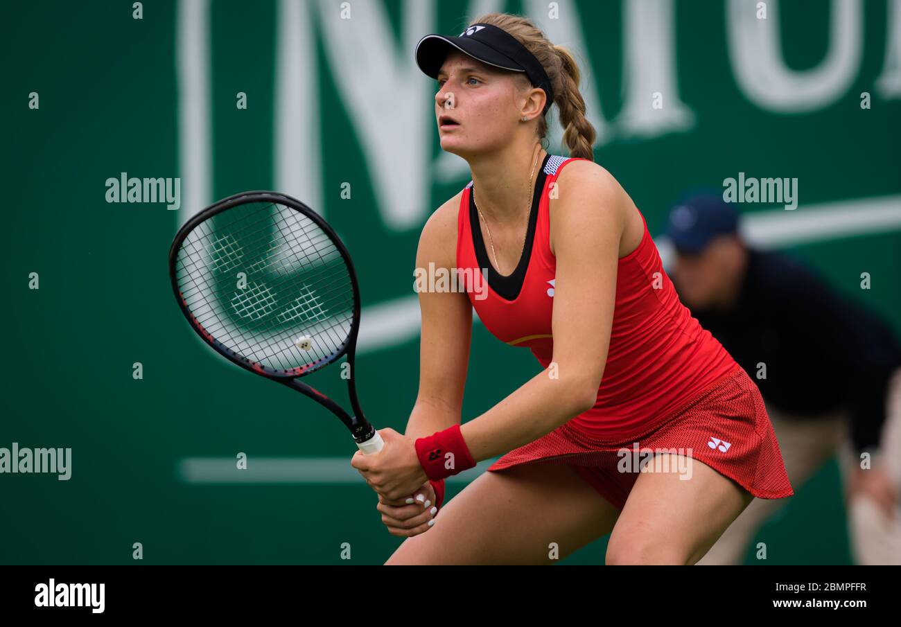 Dayana Yastremska of the Ukraine in action during her first-round match ...