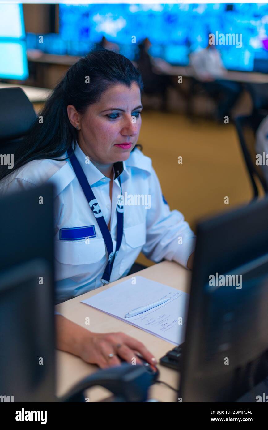 Happy Security Data Center Operator Colleagues Coworkers Smiling And