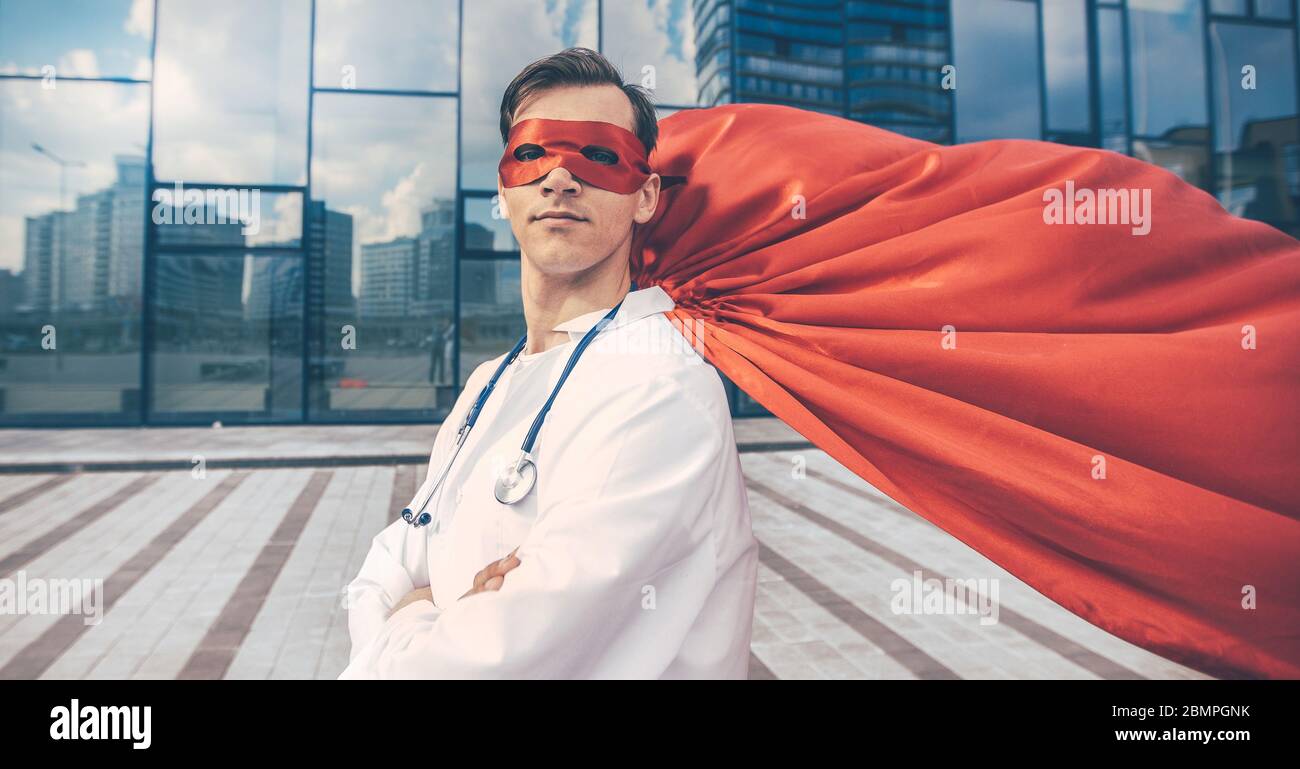 close up. doctor superhero confidently looking forward Stock Photo - Alamy