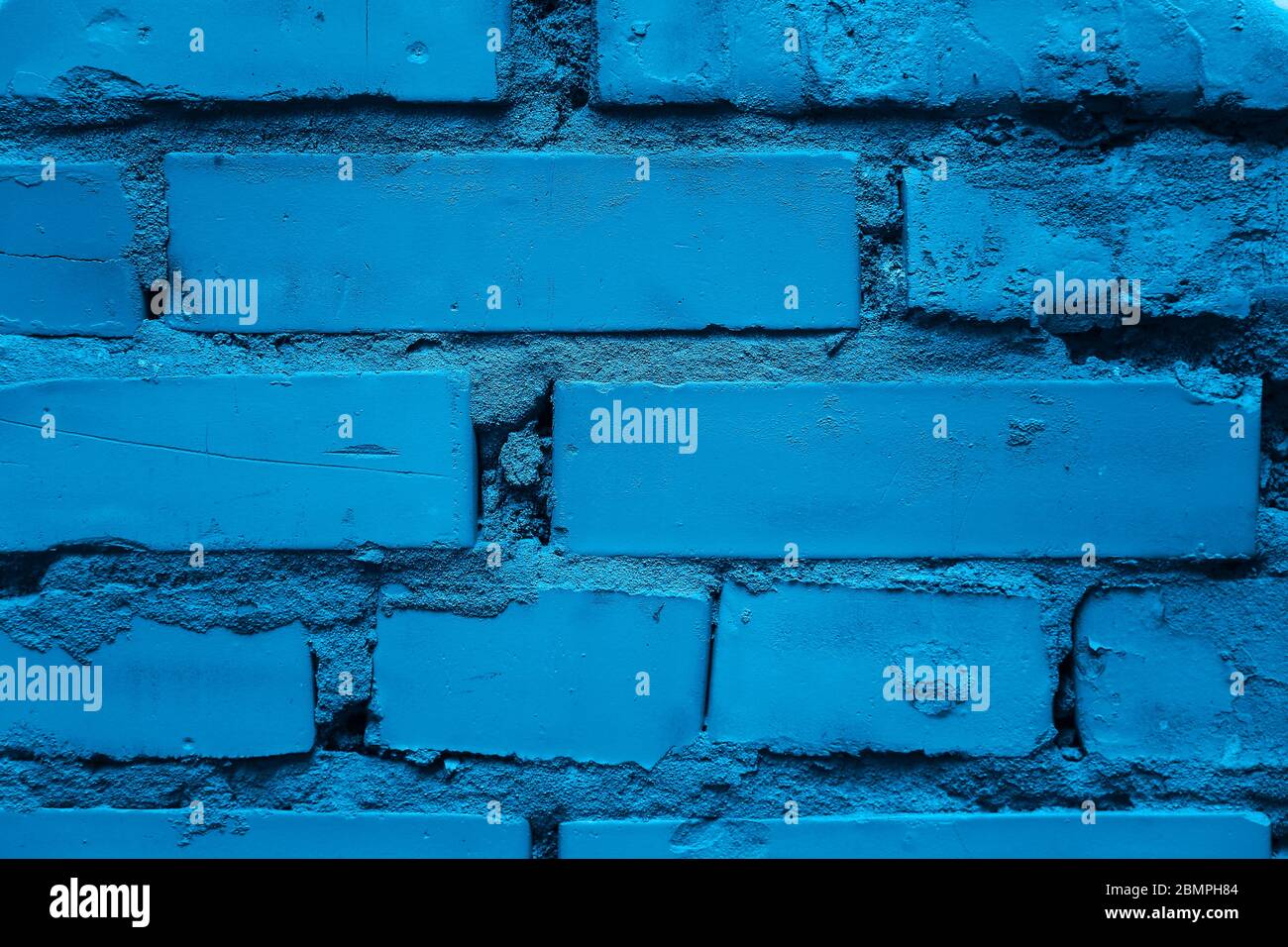 Old brick blue wall. Color of the year 2020. Classic bue Stock Photo ...