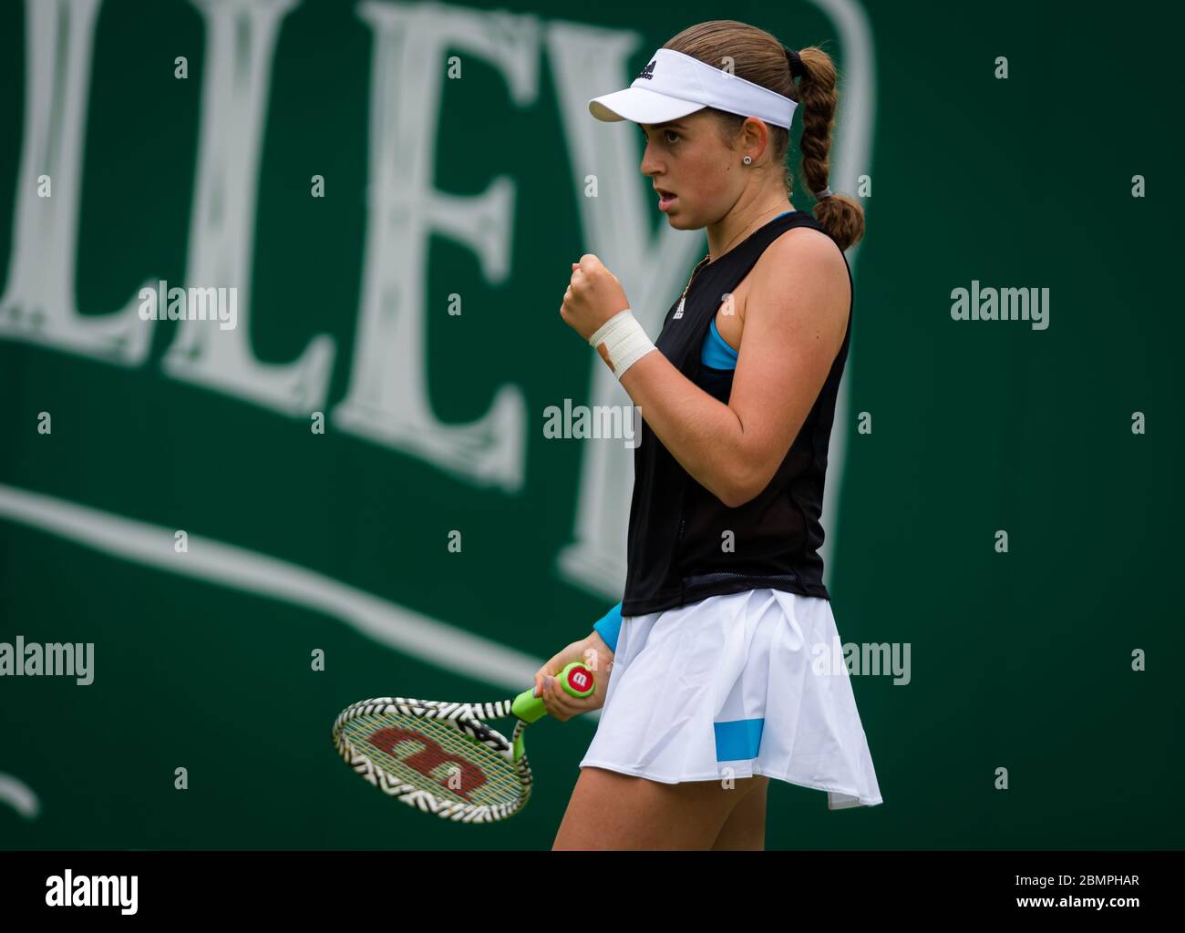 Jelena Ostapenko of Latvia in action during her second-round match at ...