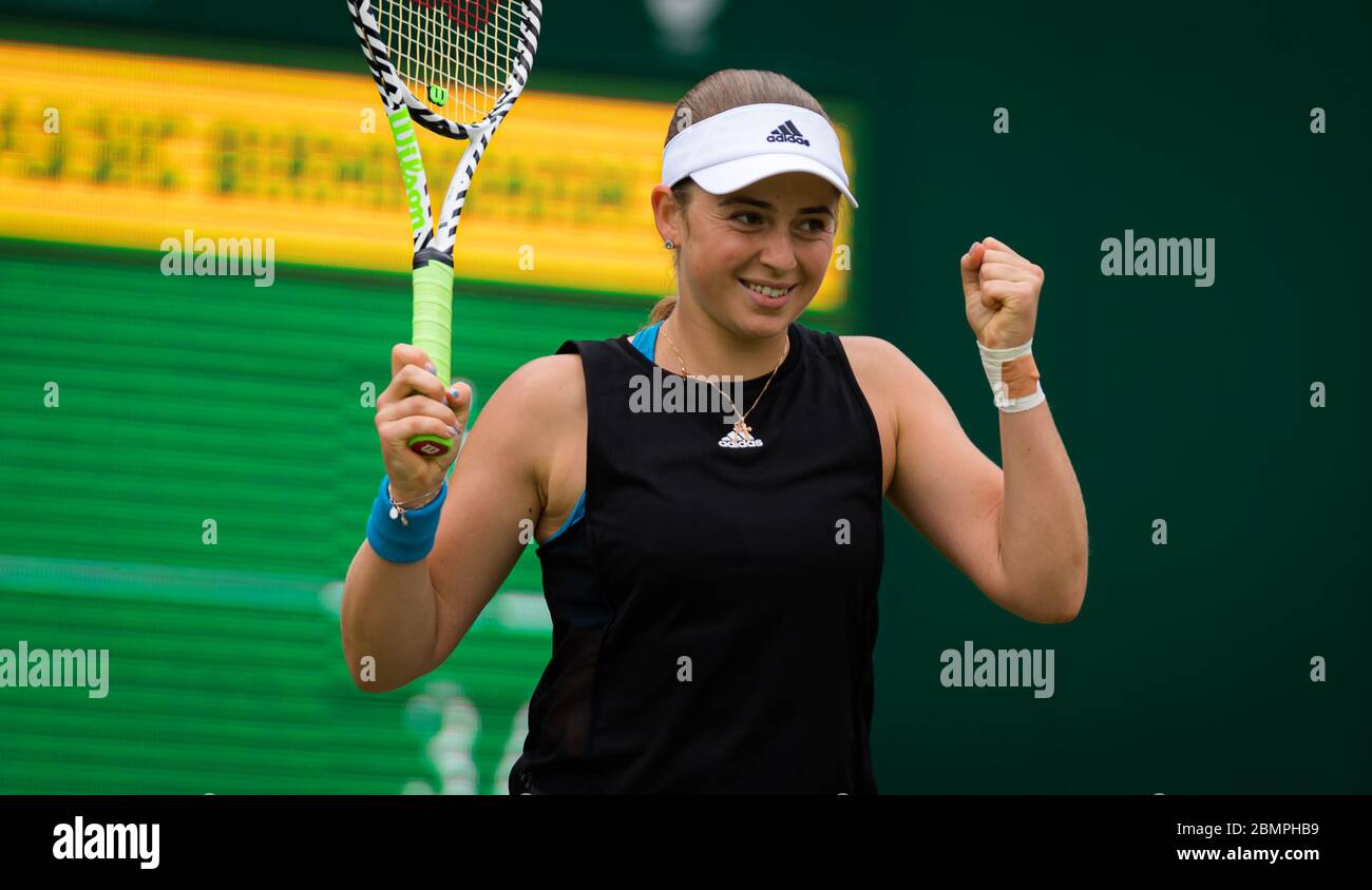 Jelena Ostapenko of Latvia in action during her second-round match at ...