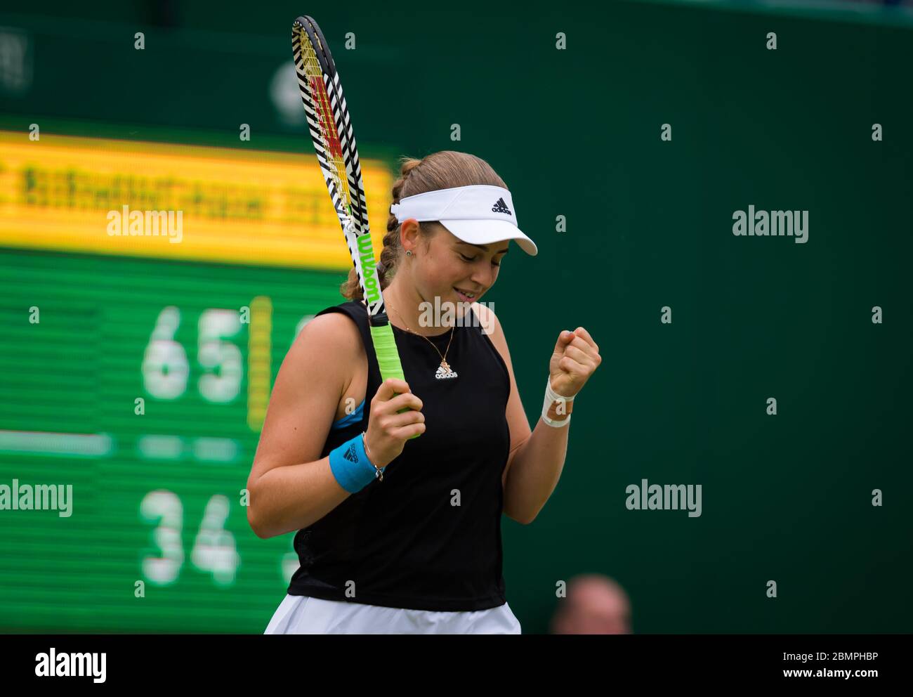 Jelena Ostapenko of Latvia in action during her second-round match at ...