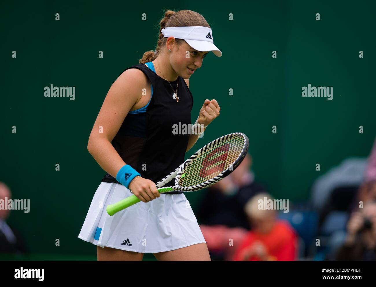 Jelena Ostapenko of Latvia in action during her second-round match at ...