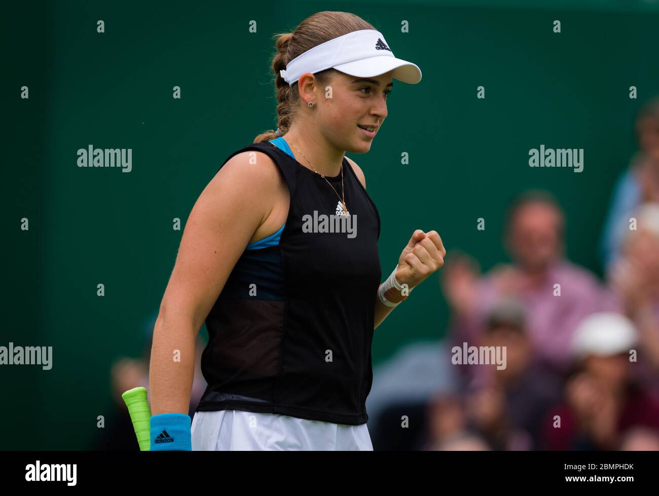 Jelena Ostapenko of Latvia in action during her second-round match at ...