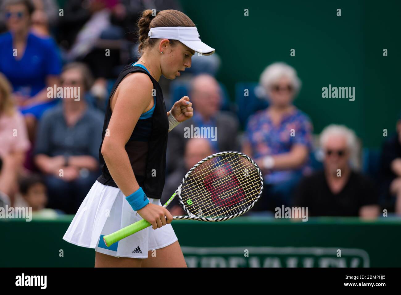 Jelena Ostapenko of Latvia in action during her quarter-final match at ...