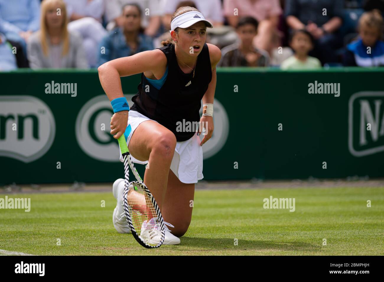 Jelena Ostapenko of Latvia in action during her quarter-final match at ...