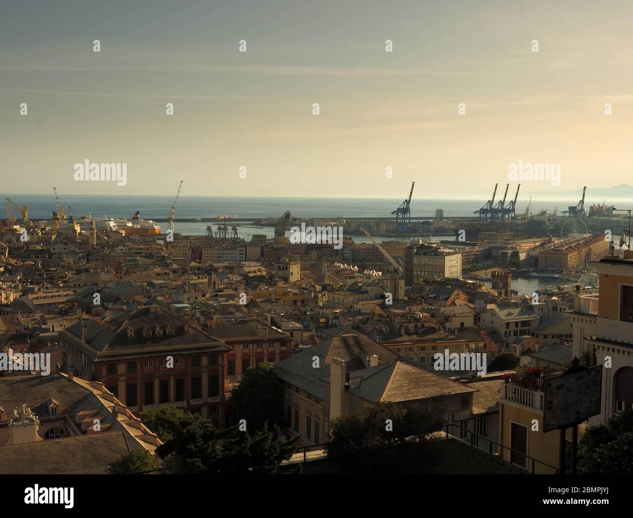 View of Genova from high point, Spianata Castelletto, view of ancient ...