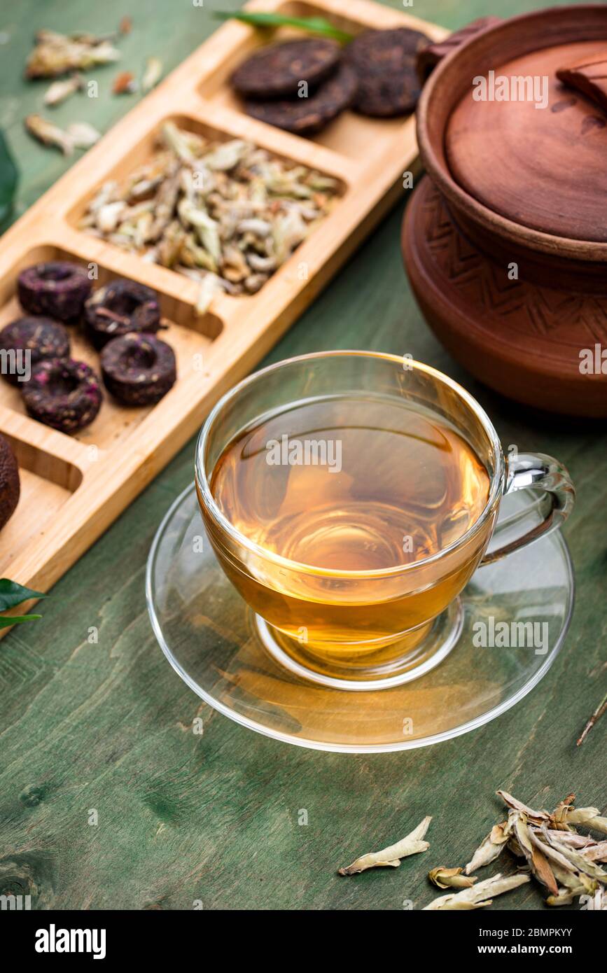 Different pressed Chinese pu-erh tea Stock Photo - Alamy