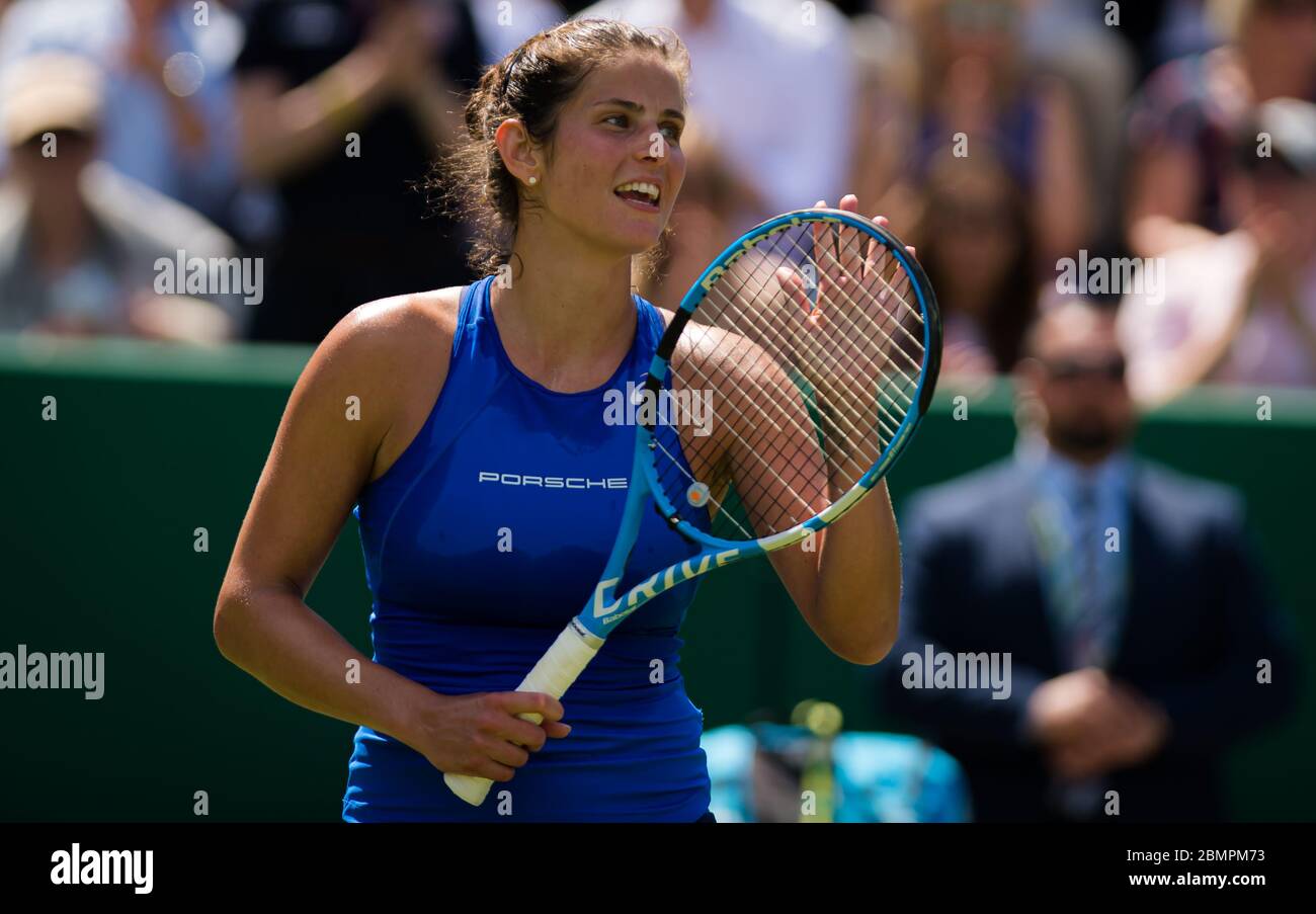 Julia Goerges of Germany celebrates winning her semi-final match at the ...