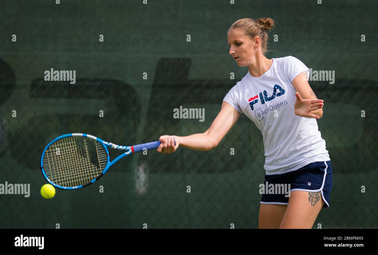 Karolina Pliskova of the Czech Republic during practice at the 2019 Nature Valley Classic WTA ...