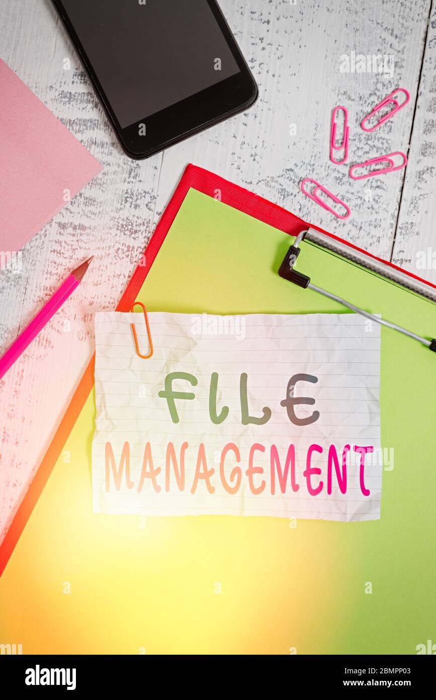 Text sign showing File Management. Business photo showcasing computer ...