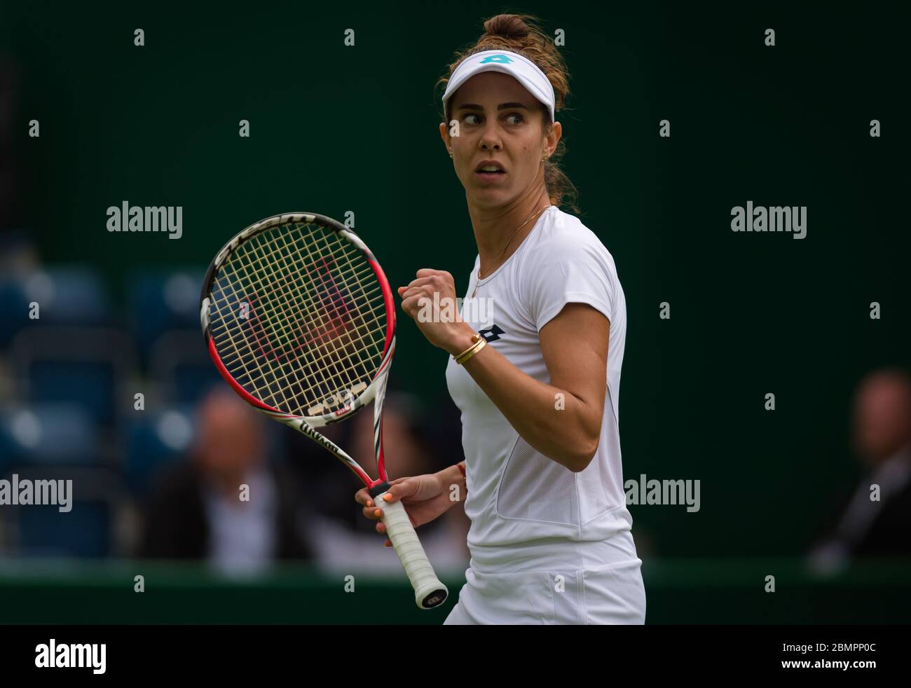 Mihaela Buzarnescu of Romania in action during her first-round match at the 2019 Nature Valley ...