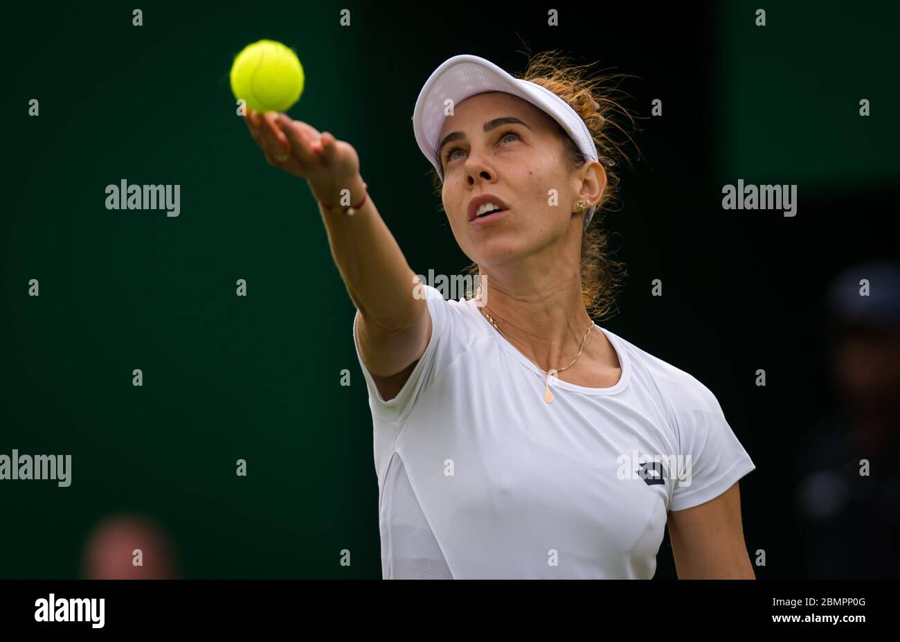 Mihaela Buzarnescu of Romania in action during her first-round match at ...