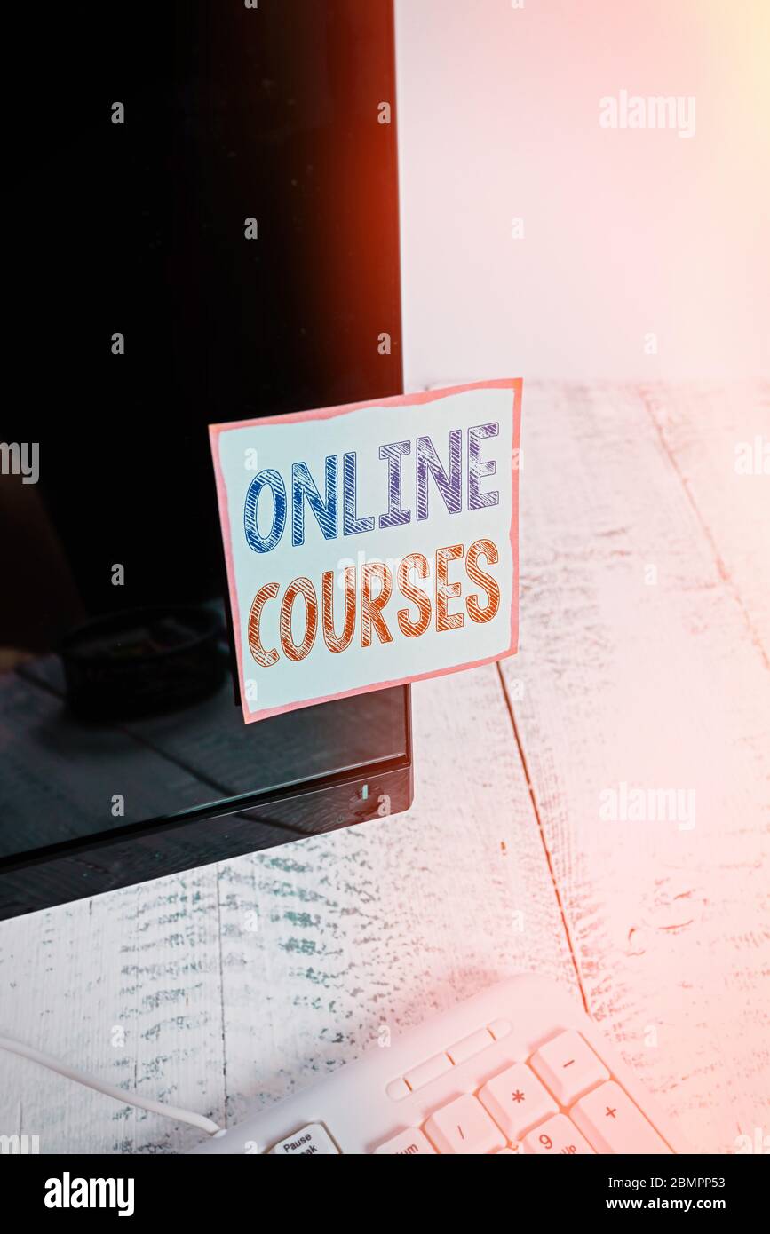 Text sign showing Online Courses. Business photo showcasing ...
