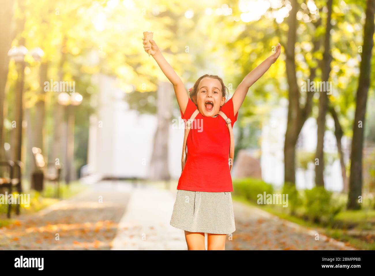 schoolgirl going to school alone Stock Photo - Alamy