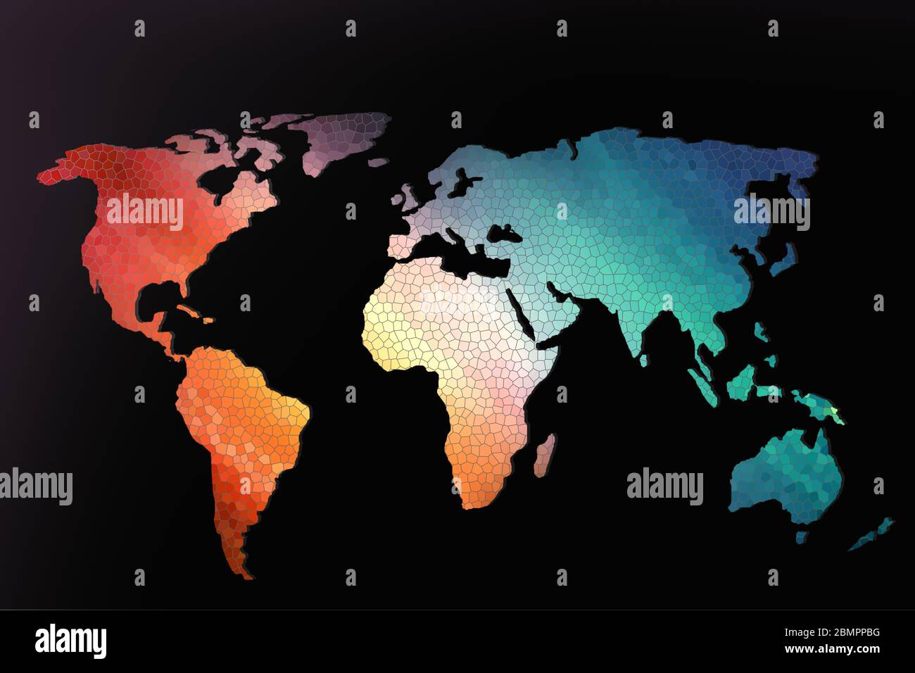 Roughly outlined world map with a colorful background patterns Stock ...