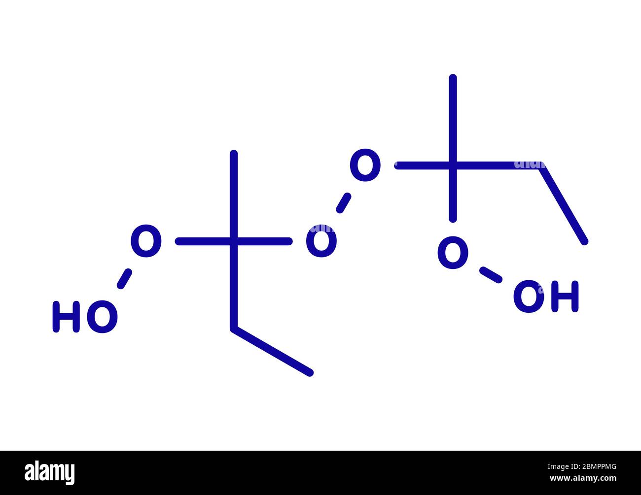 Methyl ethyl ketone peroxide (MEKP) explosive molecule. Skeletal ...