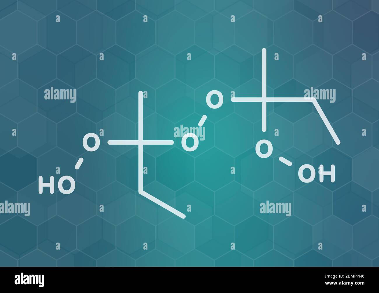Methyl ethyl ketone peroxide (MEKP) explosive molecule. Skeletal ...