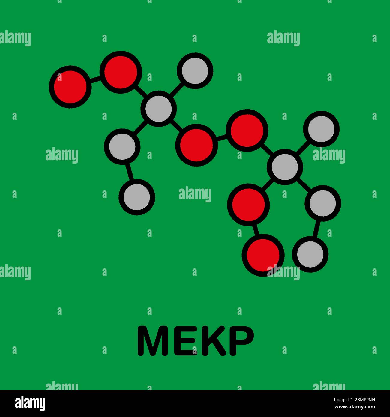Methyl ethyl ketone peroxide (MEKP) explosive molecule. Stylized ...