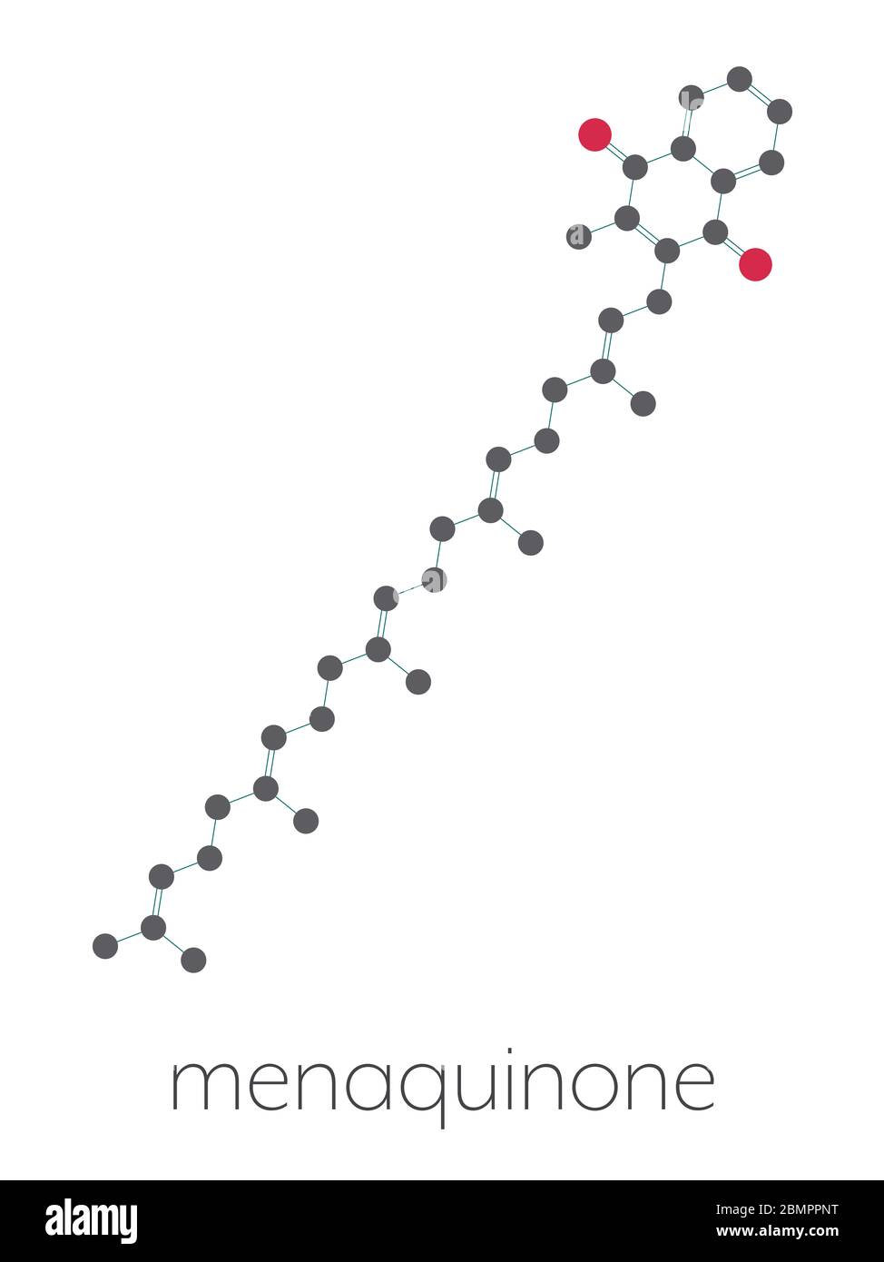 Vitamin K2 or menaquinone molecule. Stylized skeletal formula (chemical ...