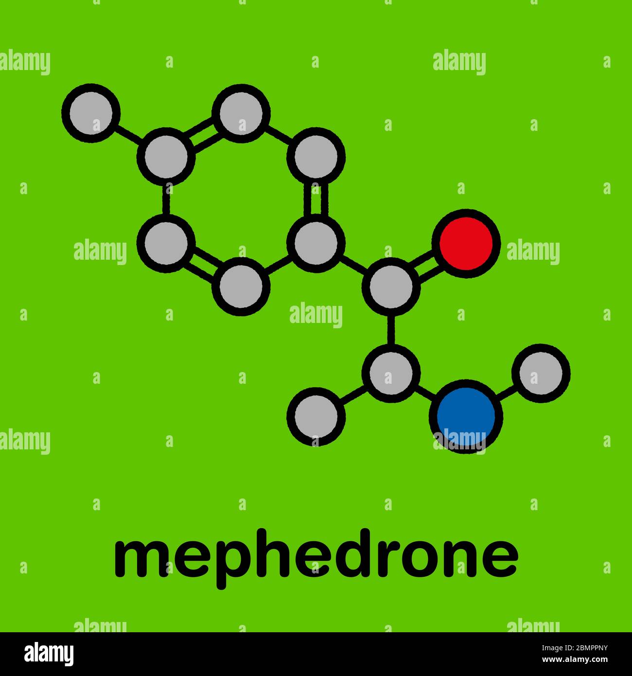 Mephedrone (4-MMC, 4-methylmethcathinone, 4-methylephedrone) stimulant drug molecule (designer ...