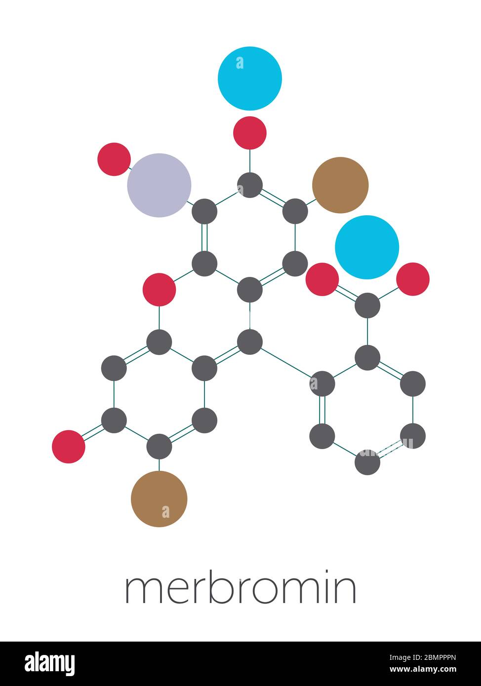 Merbromin topical antiseptic molecule. Used to treat wounds. Contains ...