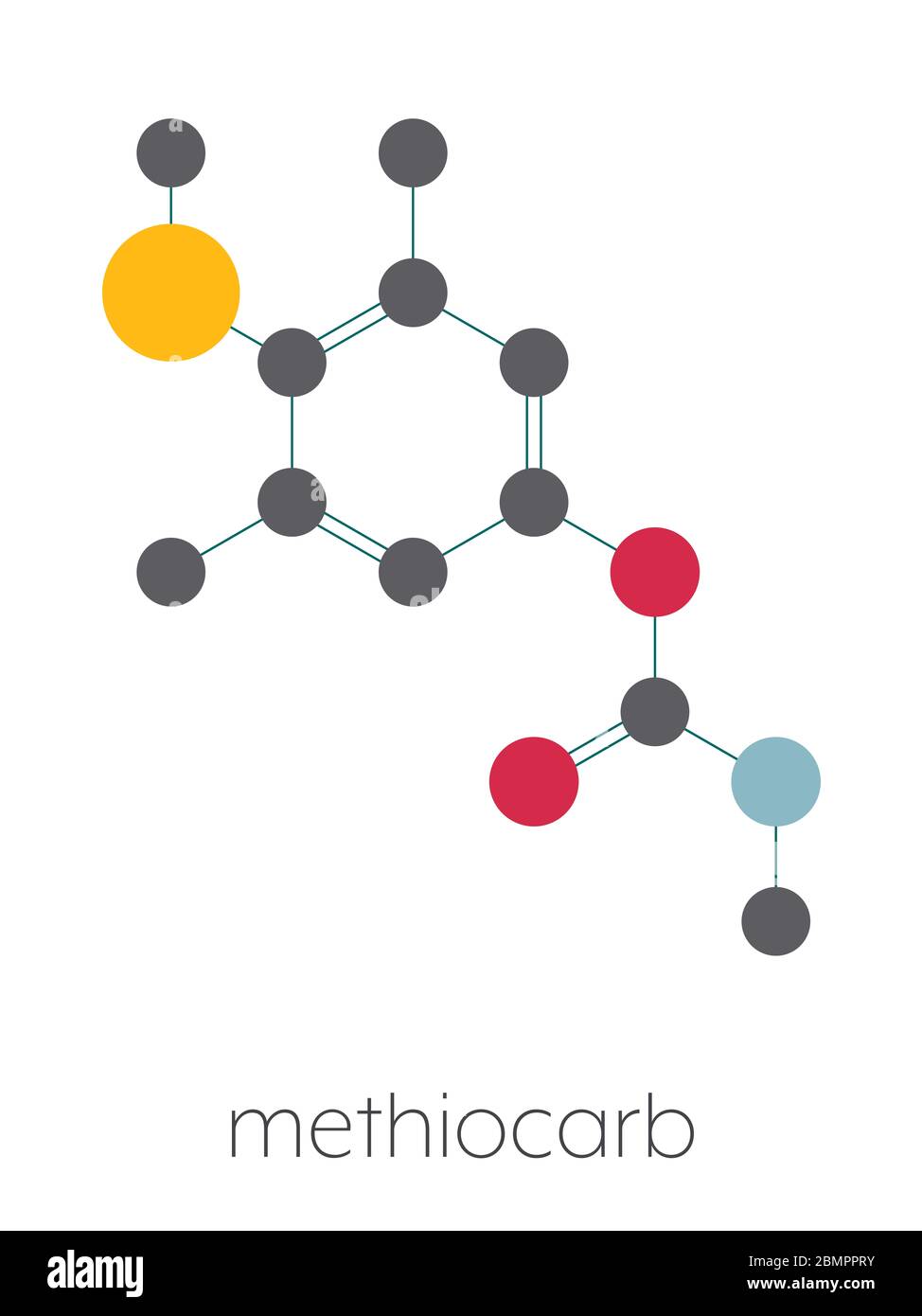 Methiocarb pesticide molecule. Stylized skeletal formula (chemical ...