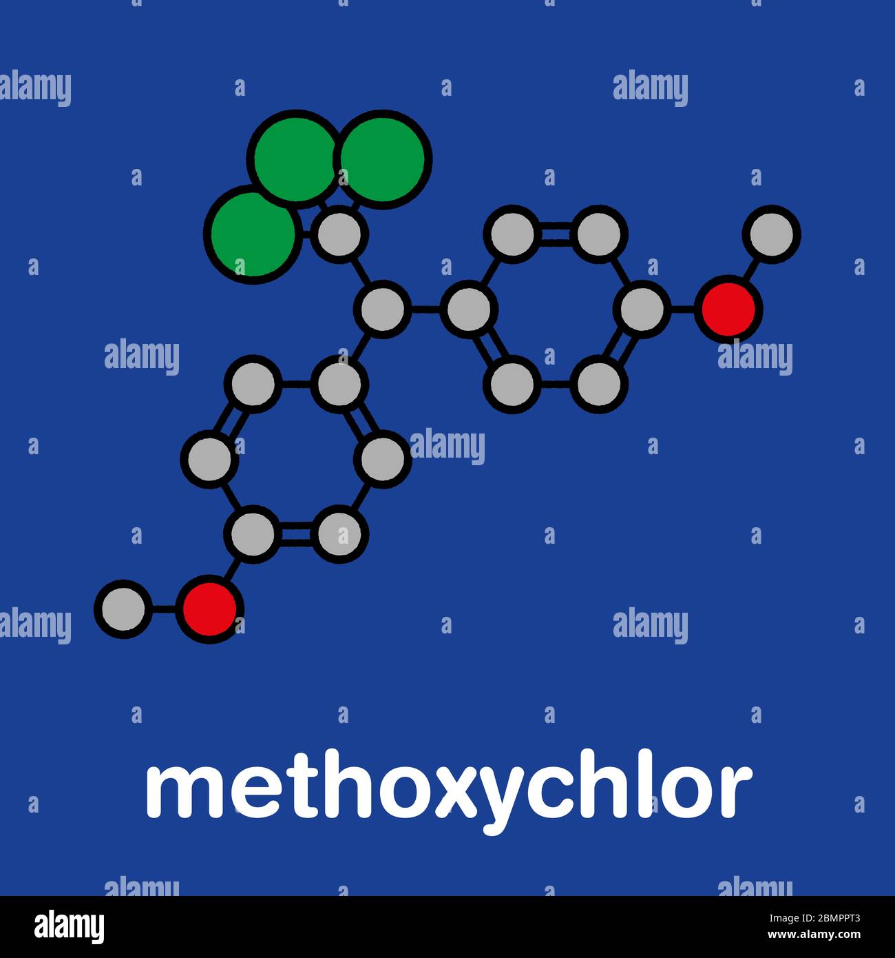 Methoxychlor pesticide molecule. Stylized skeletal formula (chemical ...