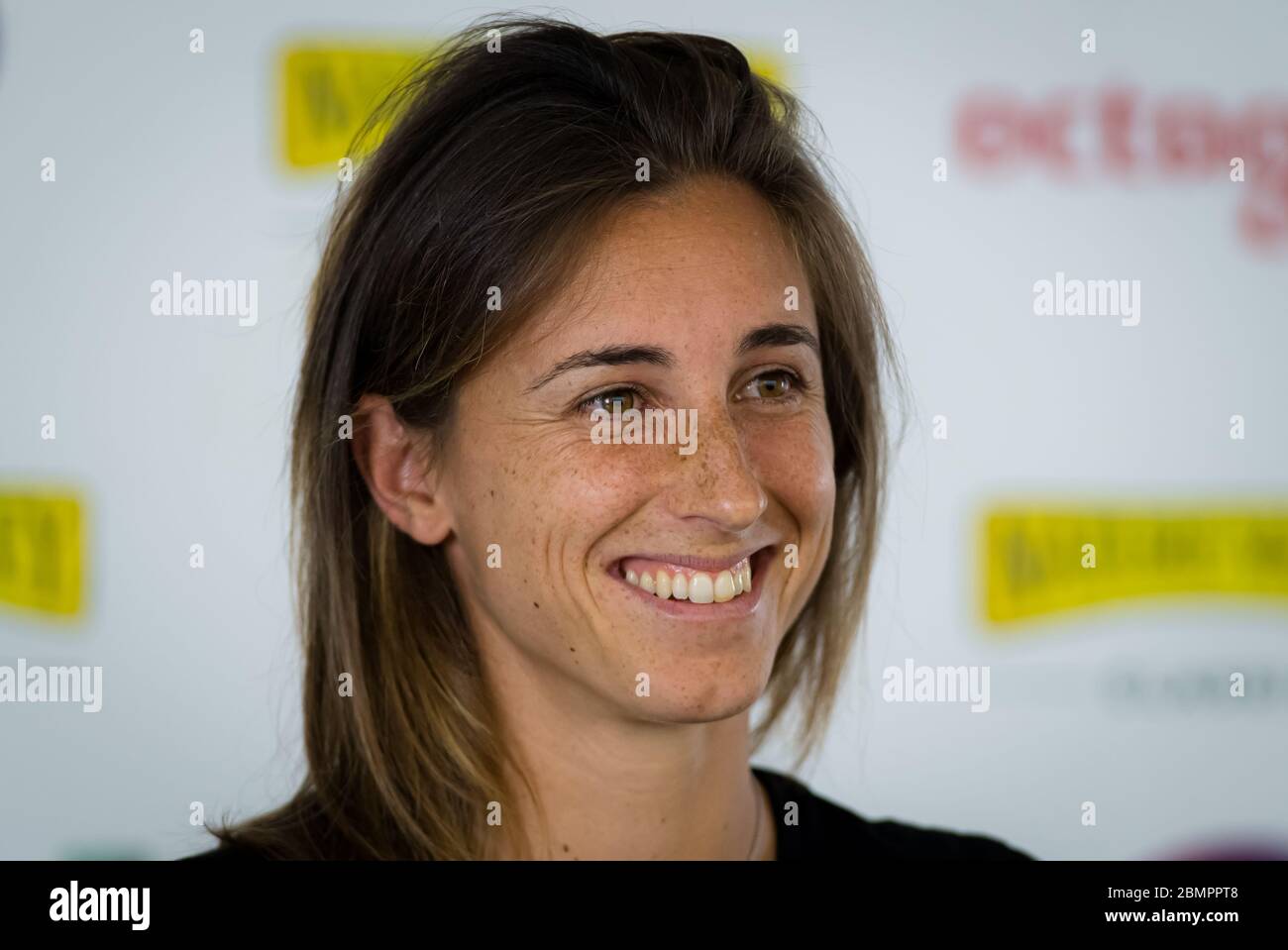 Petra Martic of Croatia talks to the media after her quarter-final ...