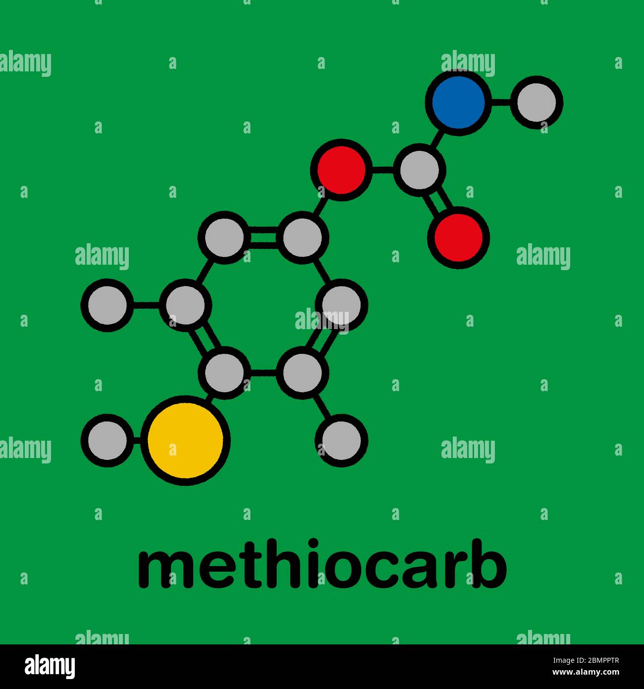 Methiocarb pesticide molecule. Stylized skeletal formula (chemical ...