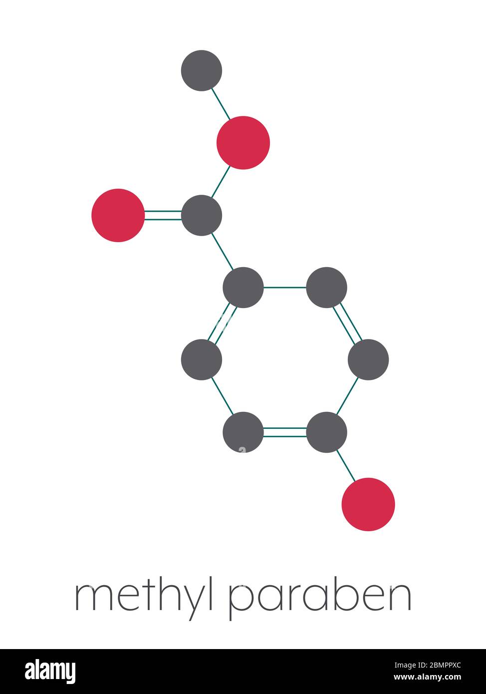 Methyl paraben preservative molecule. Stylized skeletal formula ...