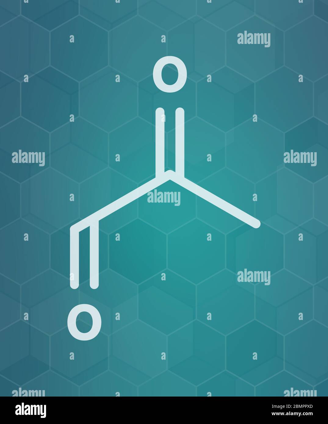Methylglyoxal (pyruvaldehyde) molecule. Produced by glycolysis; is ...