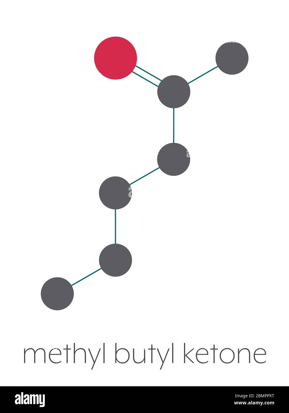 Methyl butyl ketone (MBK, 2-hexanone) solvent molecule. Stylized ...