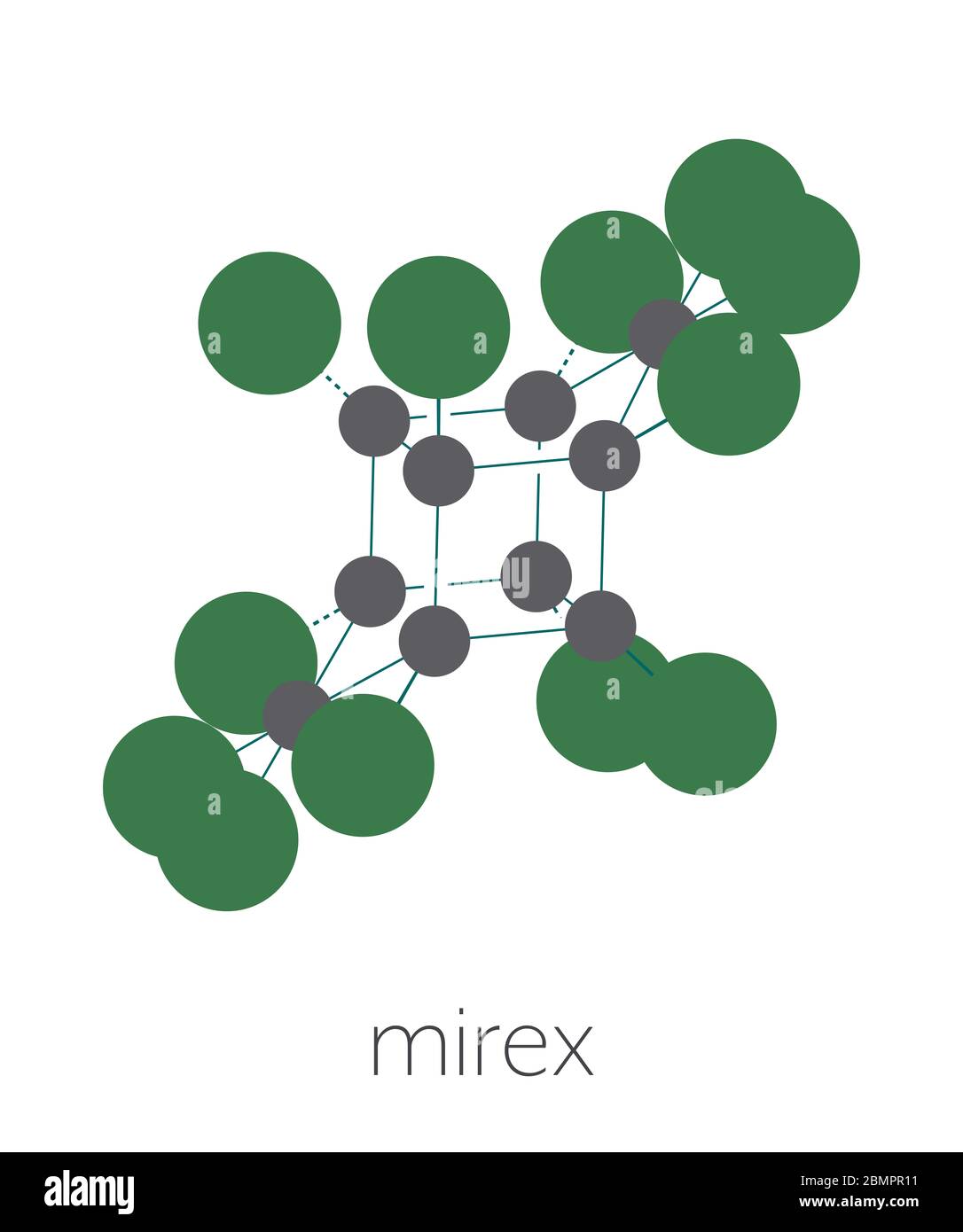 Mirex insecticide molecule. Stylized skeletal formula (chemical ...