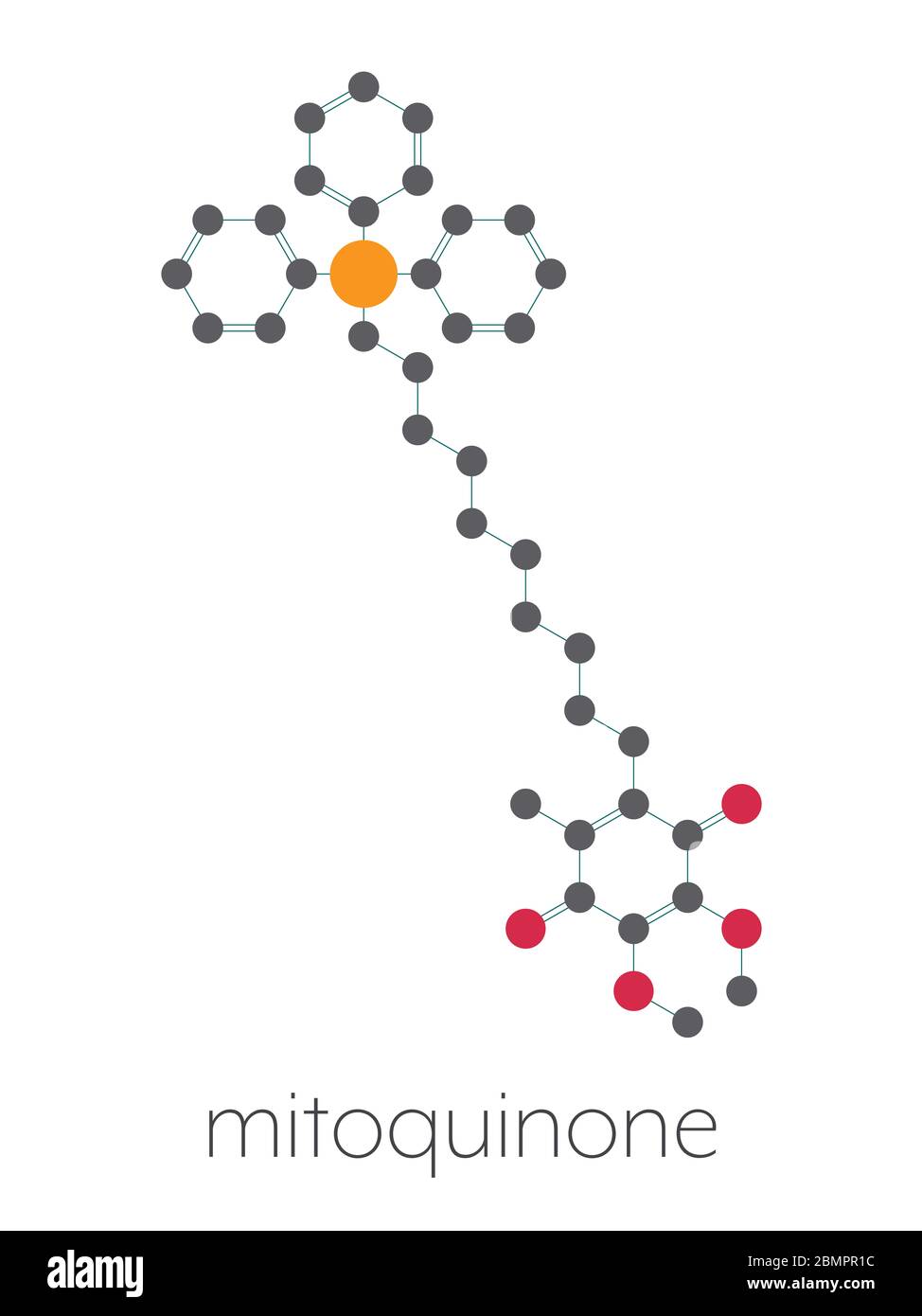 Mitoquinone or mitoQ molecule. Stylized skeletal formula (chemical ...