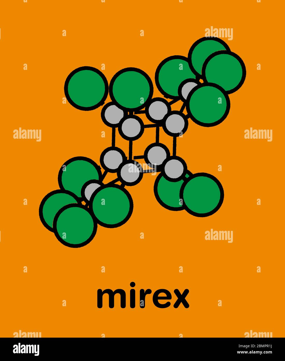 Mirex insecticide molecule. Stylized skeletal formula (chemical ...