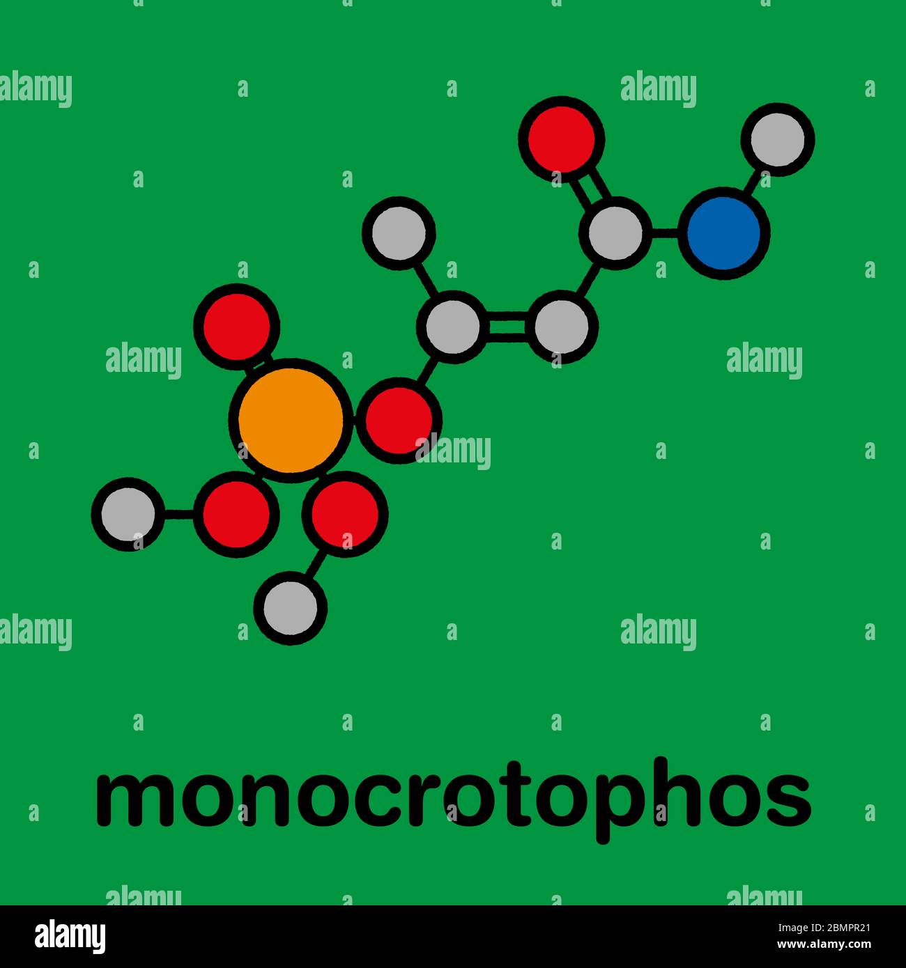 Monocrotophos organophosphate insecticide molecule. Also known to be ...