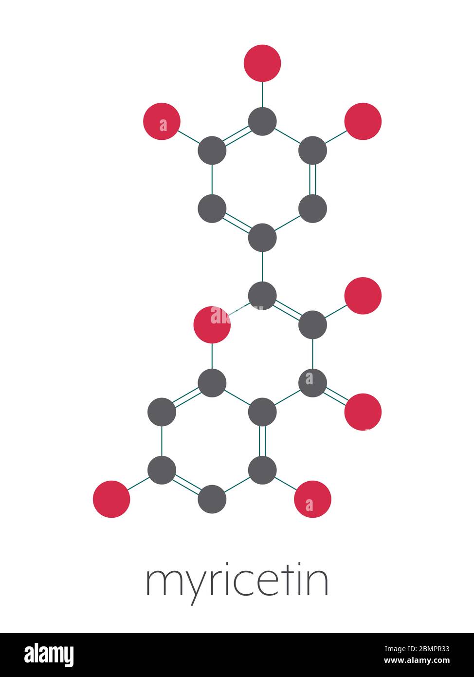 Myricetin flavonoid molecule. Stylized skeletal formula (chemical ...