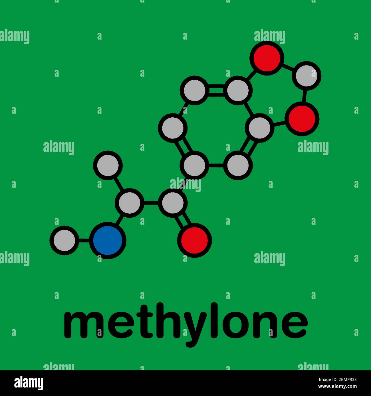 Methylone (bk-MDMA) stimulant molecule. Used as recreational drug ...