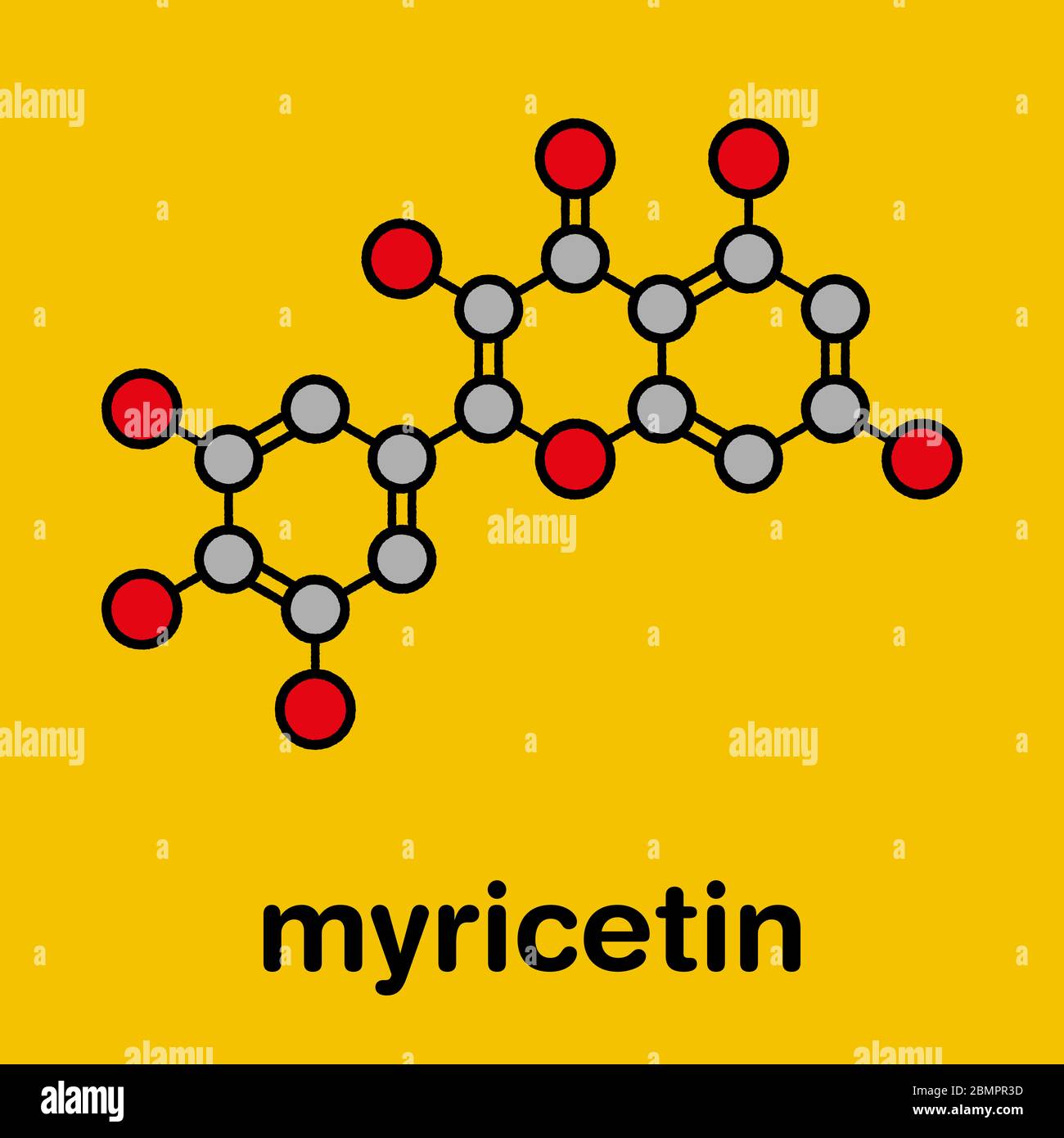 Myricetin flavonoid molecule. Stylized skeletal formula (chemical ...