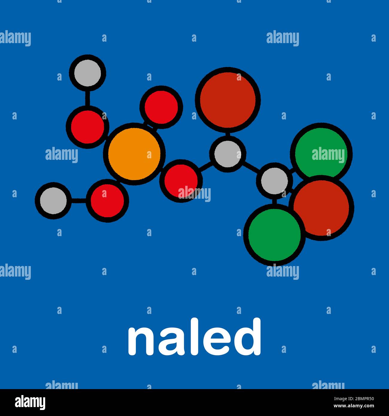 Naled insecticide molecule (organophosphate class). Stylized skeletal ...